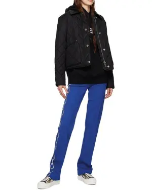 Burberry Logo Intarsia Ribbed Trim Hoodie