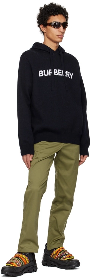 Burberry Logo Intarsia Ribbed Trim Hoodie