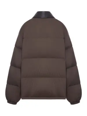 Miu Miu Quilted Down Jacket With Leather Collar - No