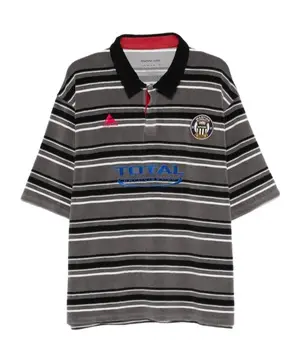 Martine Rose Striped Logo Polo Shirt - Black
