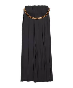 Balenciaga Pleated Maxi Skirt With Chunky Chain Detail - Black
