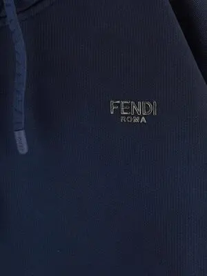Fendi Logo Lettering Drawstring Hoodie