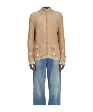 MAISON MARGIELA Ribbed Knit Distressed Cardigan