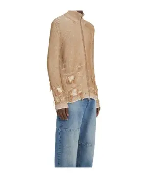 MAISON MARGIELA Ribbed Knit Distressed Cardigan