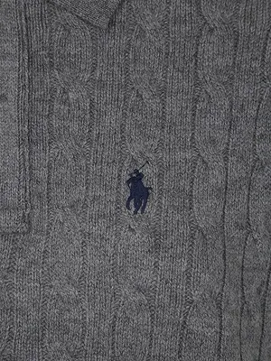 Polo Ralph Lauren Pony Embroidered Cable-knit Polo Shirt - Grey