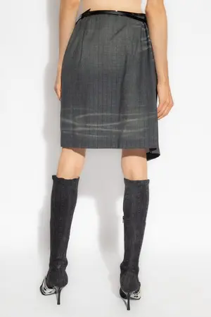 DIESEL® Pinstripe Asymmetrical Wrap Skirt