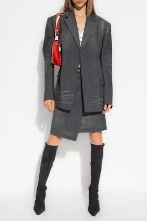 DIESEL® Pinstripe Asymmetrical Wrap Skirt