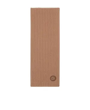 Gucci Logo Patch Knit Scarf - Camel