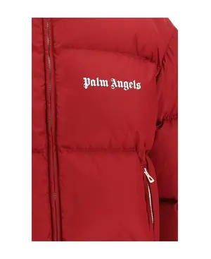Palm Angels Logo Print Down-feather Padded Jacket - Red