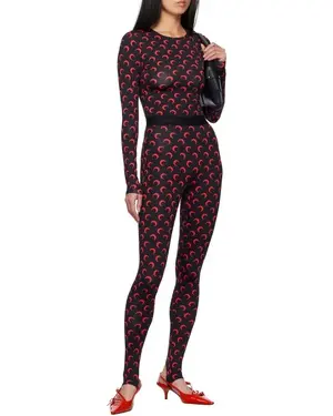 MARINE SERRE Crescent Moon Print Long Sleeve Top - Black