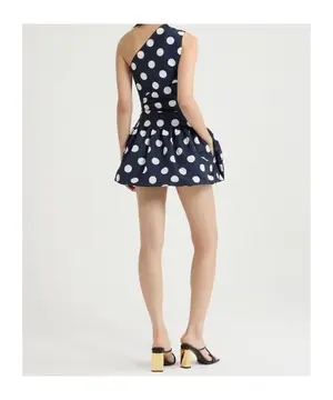 PATOU One-shoulder Polka Dot Dress - Navy Blue