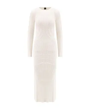 Pinko Slim-fitting Ribbed Knit Long Dress