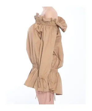 Saint Laurent Gathered Off-shoulder Mini Dress - Beige