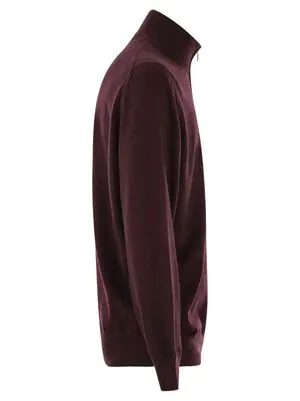 Brunello Cucinelli Funnel-neck Zip-up Knit Polo - Amaranth