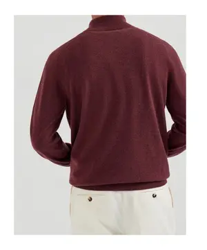 Brunello Cucinelli Funnel-neck Zip-up Knit Polo - Amaranth