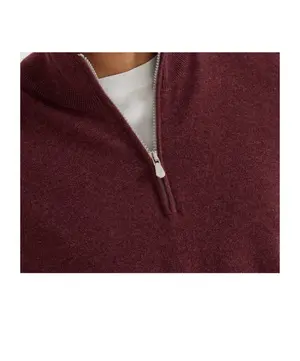 Brunello Cucinelli Funnel-neck Zip-up Knit Polo - Amaranth