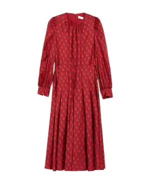 Max Mara Printed Silk Midi Dress - Red