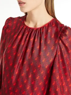 Max Mara Printed Silk Midi Dress - Red