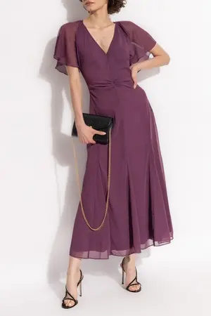 ROTATE BY BIRGER CHRISTENSEN Flutter-sleeve Recycled Polyester Dress