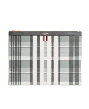 Thom Browne Checkered Zipped Clutch Bag - Gray