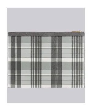 Thom Browne Checkered Zipped Clutch Bag - Gray