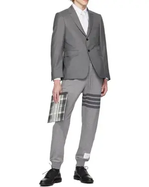 Thom Browne Checkered Zipped Clutch Bag - Gray