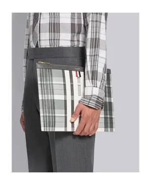 Thom Browne Checkered Zipped Clutch Bag - Gray