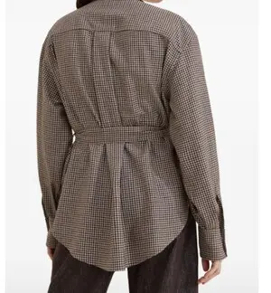 Brunello Cucinelli Long Sleeve Check Shirt With Tie Detail