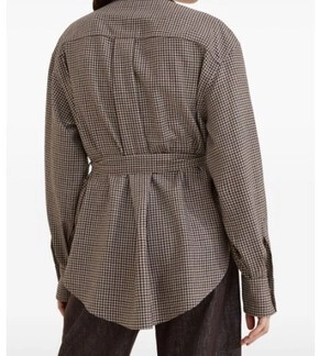 Brunello Cucinelli Long Sleeve Check Shirt With Tie Detail