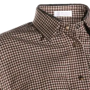 Brunello Cucinelli Long Sleeve Check Shirt With Tie Detail