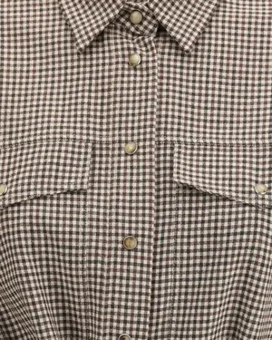 Brunello Cucinelli Long Sleeve Check Shirt With Tie Detail
