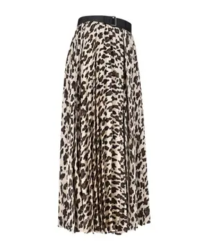 Sacai Leopard Print Pleated Midi Skirt