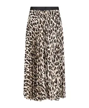 Sacai Leopard Print Pleated Midi Skirt