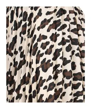 Sacai Leopard Print Pleated Midi Skirt