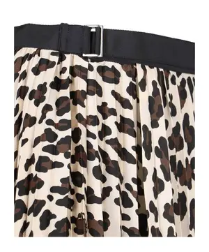 Sacai Leopard Print Pleated Midi Skirt