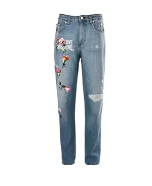 Moschino With Flower Embroidery And Distressing
