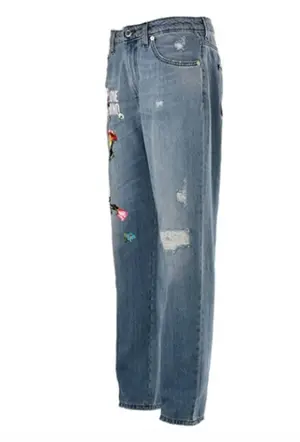 Moschino With Flower Embroidery And Distressing