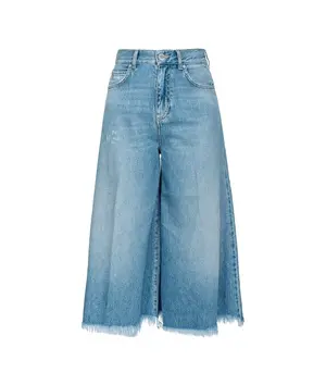 Pinko Burkina Wide-leg Bermuda Jeans With Tassel Hem