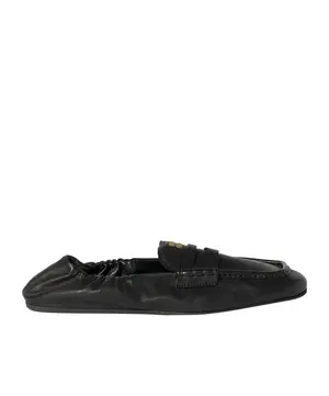 Miu Miu Nappa Leather Loafers With Logo Detail - Black