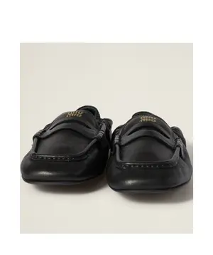 Miu Miu Nappa Leather Loafers With Logo Detail - Black
