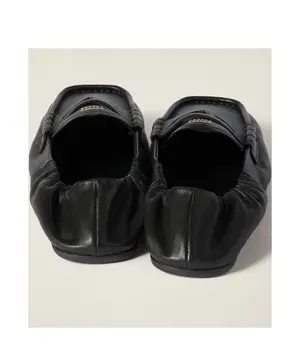 Miu Miu Nappa Leather Loafers With Logo Detail - Black