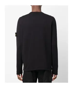 Stone Island Logo Patch Crew Neck Knitted Sweater - Blue