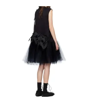 Simone Rocha Cotton Jersey Dress With Tulle Hem