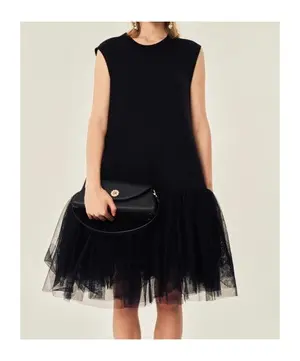Simone Rocha Cotton Jersey Dress With Tulle Hem