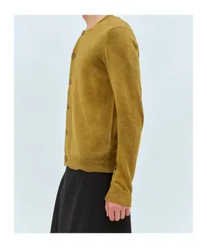 Acne Studios Buttoned Crewneck Sweater With Embroidered Logo Cuffs - Brown