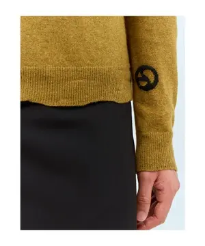 Acne Studios Buttoned Crewneck Sweater With Embroidered Logo Cuffs - Brown