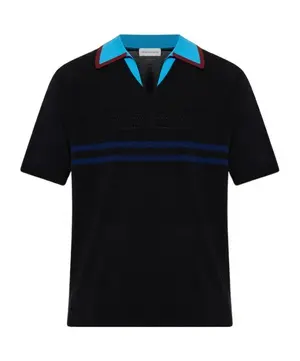 Dries Van Noten Molar Striped Knitted Polo Shirt - Black