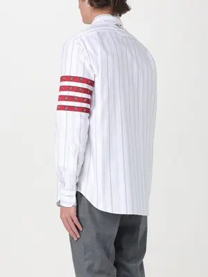 Thom Browne 4-bar Striped Buttoned Shirt - Medium Gray