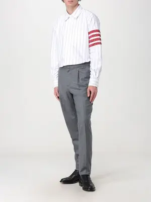 Thom Browne 4-bar Striped Buttoned Shirt - Medium Gray