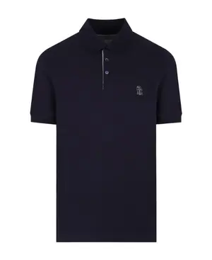 Brunello Cucinelli Embroidered Cotton Polo Shirt - Black